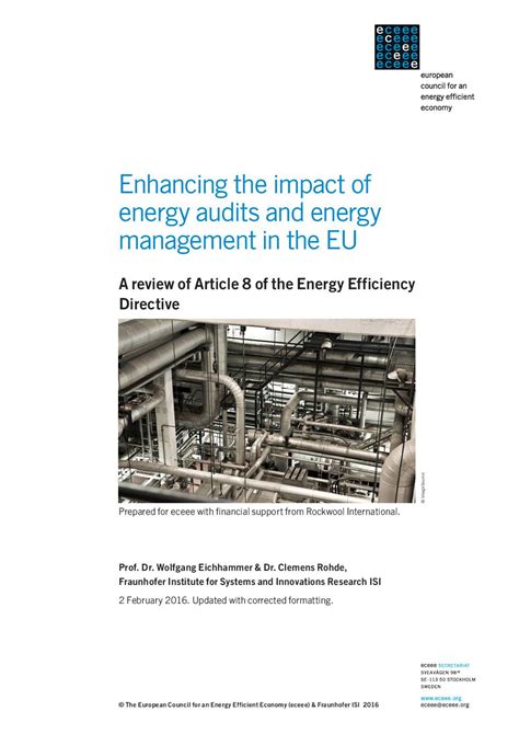 Enhancing The Impact Of Energy Audits And Energy Management In The Eu