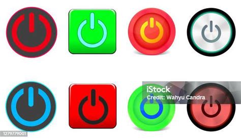 Setel Ikon Tombol Matikan Daya Matikan Shutdown Boot Vektor Ilustrasi Stok Unduh Gambar