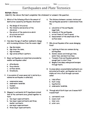 Plate Tectonics Questions Answer Key Pdf Fill Online Printable Fillable Blank PdfFiller
