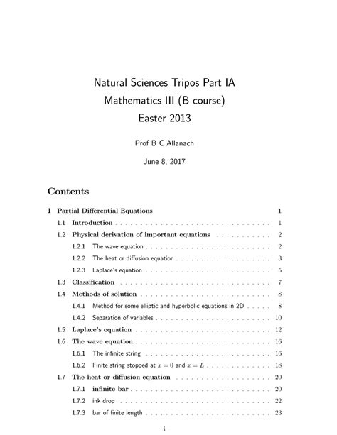 Nstiiibb Easter Term Lecture Notes Natural Sciences Tripos Part Ia