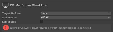 How Do I Fix This Building Linux Il2cpp Player Requires A Linux