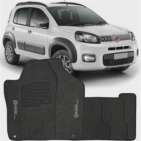 Jogo de Tapete Automotivo Carpete Fiat Uno Way 2011 à 2018 Soft Logo