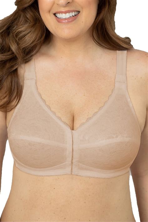 Collections Etc Full Coverage Posture Support Wireless Lace Bra Color