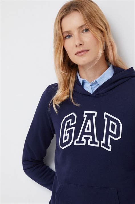 Gap Bluza Damska Kolor Granatowy Z Kapturem Z Aplikacją