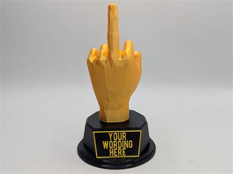 Personalised Middle Finger Trophy Finger Trophy Up Yours Award Joke