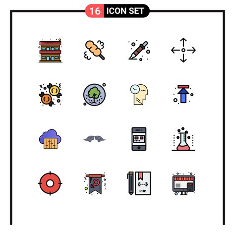 Modern Set Of 16 Flat Color Filled Lines Pictograph Of Sweet Christmas Color Sampler Candy