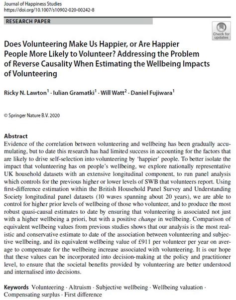 Research Happiness Volunteering Florian Weigert