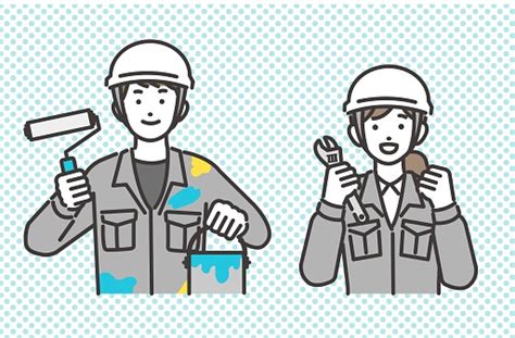 목수 장인 근로자 등을위한 벡터 일러스트 레이 션 자료와 도구 의사 소통 현장 감독 건설 건설 산업에 대한 스톡 벡터 아트 및