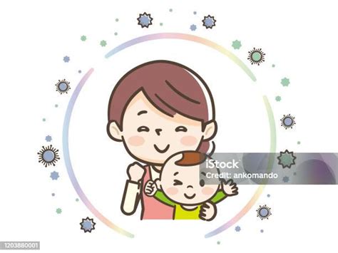 바이러스로부터 자신을 보호하는 어머니와 아이의 그림 면역체계에 대한 스톡 벡터 아트 및 기타 이미지 면역체계 A형 인플루엔자 바이러스 감기와 독감 Istock