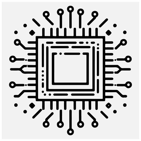 Micro Chip Line Icon Cpu Flat Design Stock Illustration Premium Ai Generated Vector