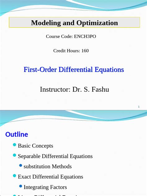 Solutions To First Order Odes Pdf Ordinary Differential Equation