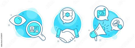 Graph Chart Technical Algorithm And Augmented Reality Line Icons Set Handshake Deal Research