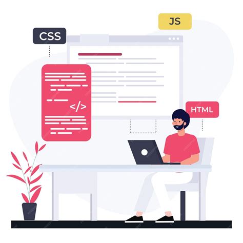 Premium Vector Web Developer Coding Concept With Languages