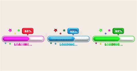 Loading Bar And Progress Visualization 65 Percent Loading Status Collection Web Design Elements