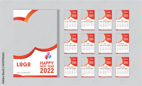 Clean Minimal Calendar Design Template Vector File Easy Editable Stock Vektorgrafik Adobe