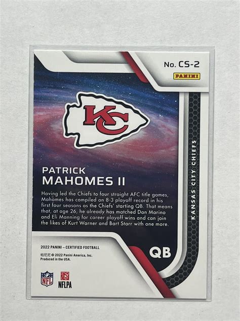 Mavin 2022 Panini Certified Football Patrick Mahomes Certified Stars Cs 2