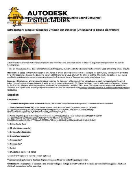 Simple Frequency Division Bat Detector Ultrasound To Sound Converter 5 Steps Instructables