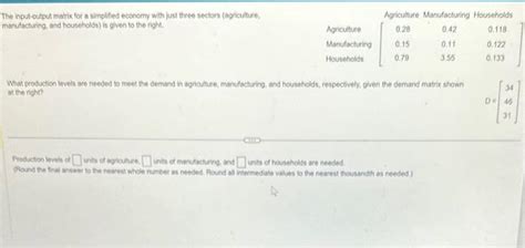 Solved The Input Output Matrix For A Simplifed Economy With