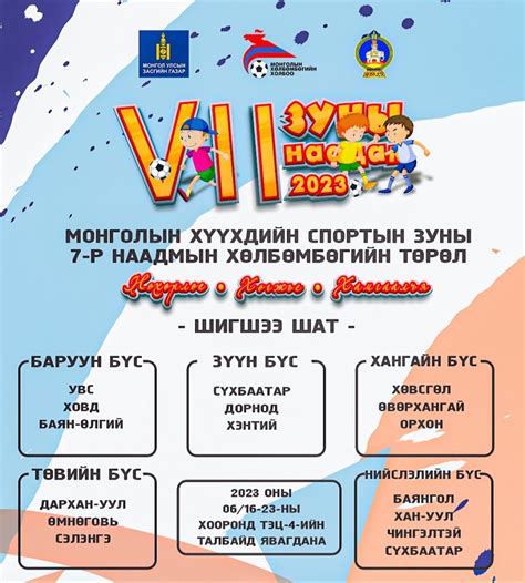 Спортын зуны Vii наадмын хөл бөмбөгийн тэмцээнд 16 баг оролцоно