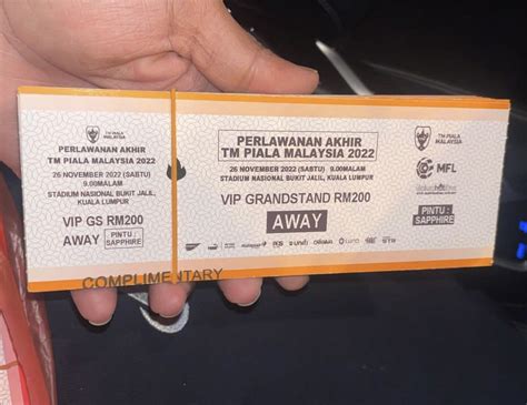Tiket Final Piala Malaysia 2022 ViP Grandstand Tickets Vouchers