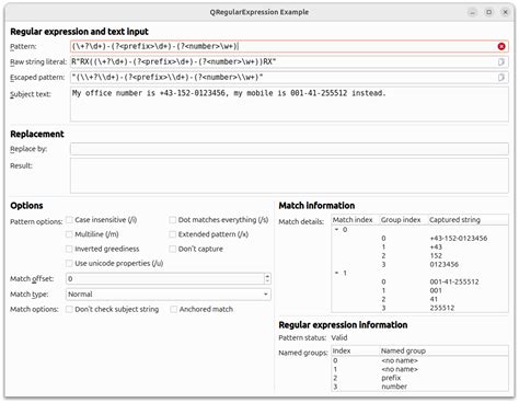 Qregularexpression Example Qt Widgets 6 8 3