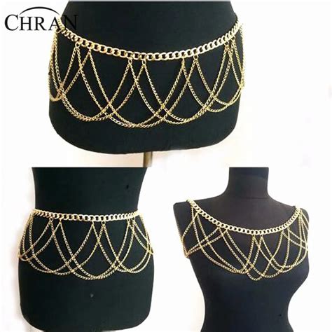 Chran Gold Tone Sexy Bikini Beach Body Chain Necklace Women Waist Belt