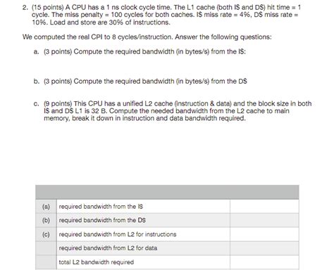 Solved Points A CPU Has A Ns Clock Cycle Time The Chegg