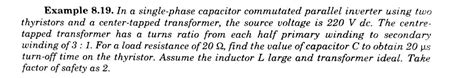 Example 8 19 In A Single Phase Capacitor Commutated