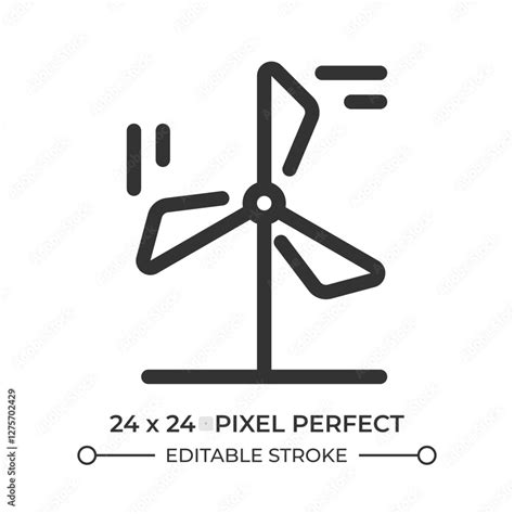 Wind Turbine Line Ui Icon Rotating Windmill Propeller Renewable Power