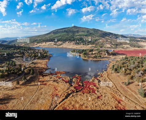 Aerial View Of Lake Cuyamaca 110 Acres Reservoir And A Recreation Area