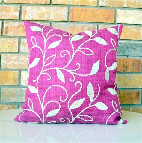 Pink Pillow Cover Pink Decorative Pillow Pink Embroidery