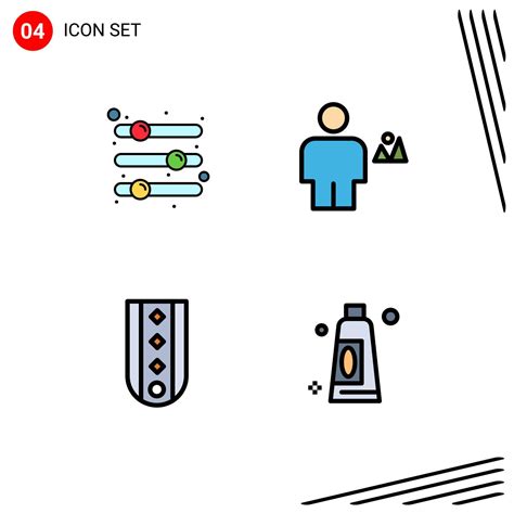 User Interface Pack Of 4 Basic Filledline Flat Colors Of Configuration