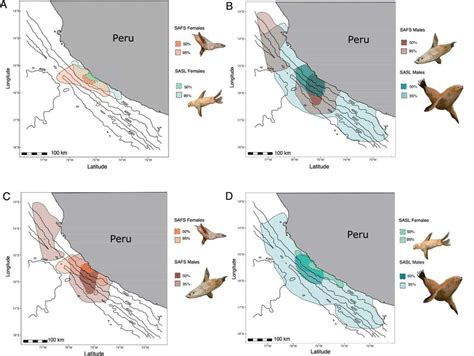 4 Maps With Filled Contours Of Utilization Distributions UD For 50