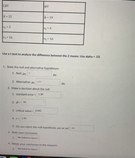 Use A T Test To Analyze The Difference Between The Chegg