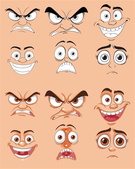 Premium Vector Various Cartoon Facial Expressions
