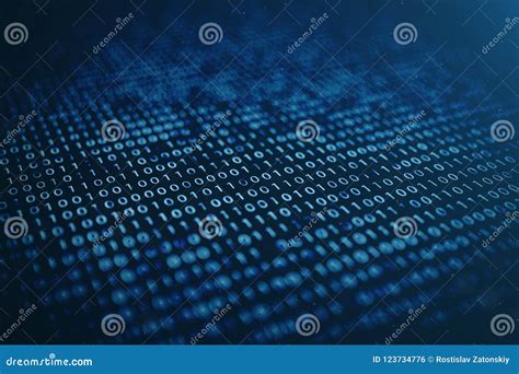 3d Illustration Binary Code On Blue Background Bytes Of Binary Code