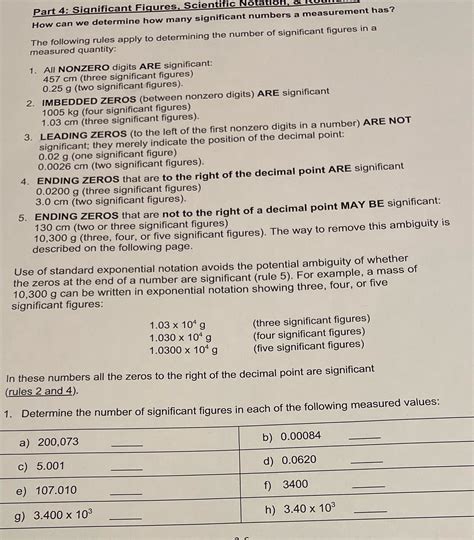 Solved Part 4 Significant Figures Scientific Notation How Can We