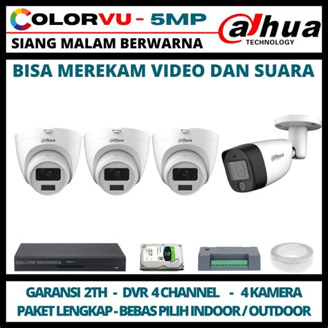 Jual PAKET CCTV DAHUA COLORVU 5MP 4 CHANNEL 4 KAMERA Shopee Indonesia