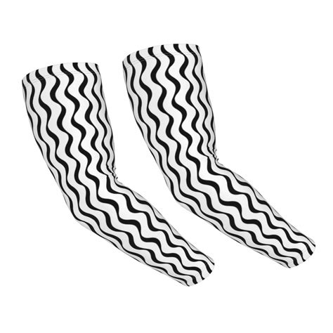 Cooling Arm Sleeves For Men Women Uv Protection Black White Wave