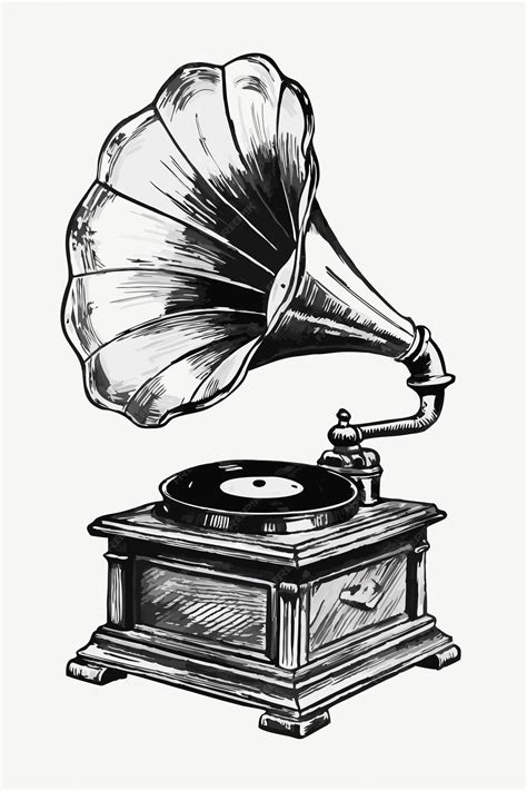 Hand Drawn Classic Phonograph Premium Ai Generated Image