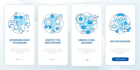 Usability Testing Strategy Blue Onboarding Mobile App Screen Research Walkthrough 4 Steps