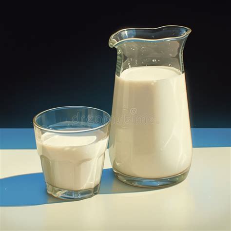 Glass And Decanter Filled With Fresh Natural Milk Stock Illustration