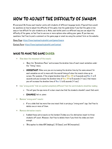 How To Adjust The Game Difficulty Pdf