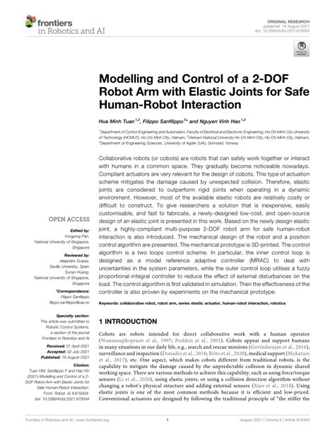 Pdf Modelling And Control Of A 2 Dof Robot Arm With Elastic Joints For Safe Human Robot