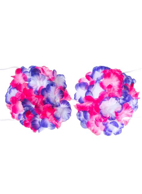 Pink And Purple Hawaiian Flower Bra Hawaiian Costume Accessory