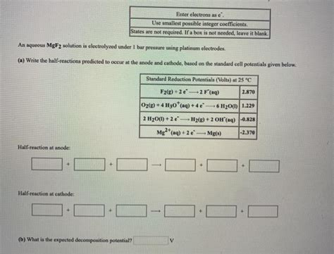 Solved Enter Electrons As E Use Smallest Possible Integer