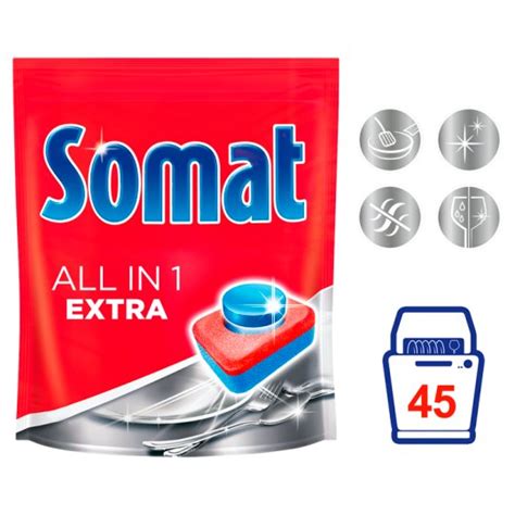 Somat All in 1 Extra Dishwasher Tablets 45 Tabs - Tesco Groceries