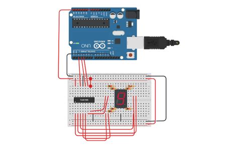 Circuit Design 4 6七段顯示器74595 Tinkercad