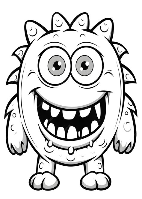 몬스터 컬러링 페이지 몬스터 캐릭터 라인 아트 컬러링페이지 괴물 아웃라인 드로잉 컬러링 피지 몬스터 콜러링 북 Ai 생성 프리미엄 사진