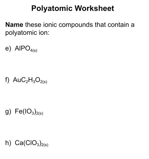Solved Polyatomic Worksheetname These Ionic Compounds That